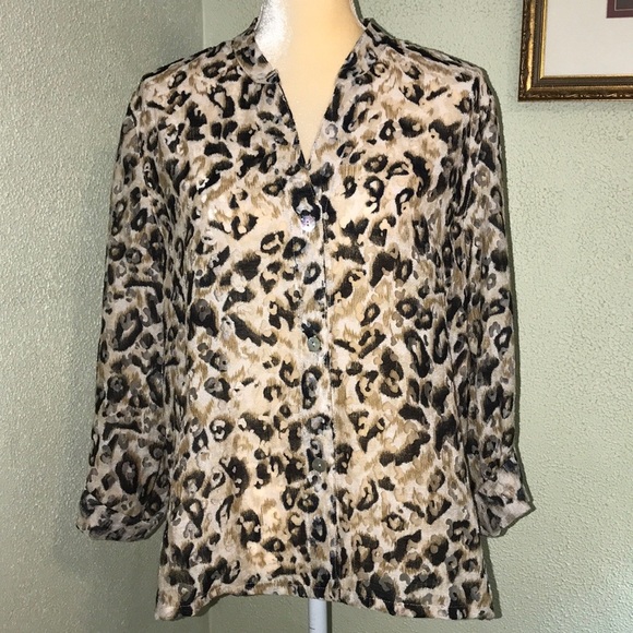 Ruby Rd. | Tops | Ruby Rd Leopard Semisheer Top Size 4 | Poshmark